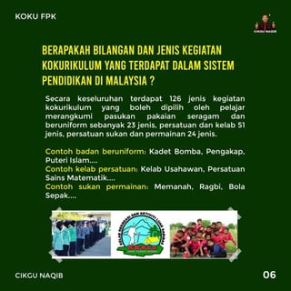 KOKURIKULUM BERLANDASKAN FPK (Falsafah Pendidikan Kebangsaan) | PDF