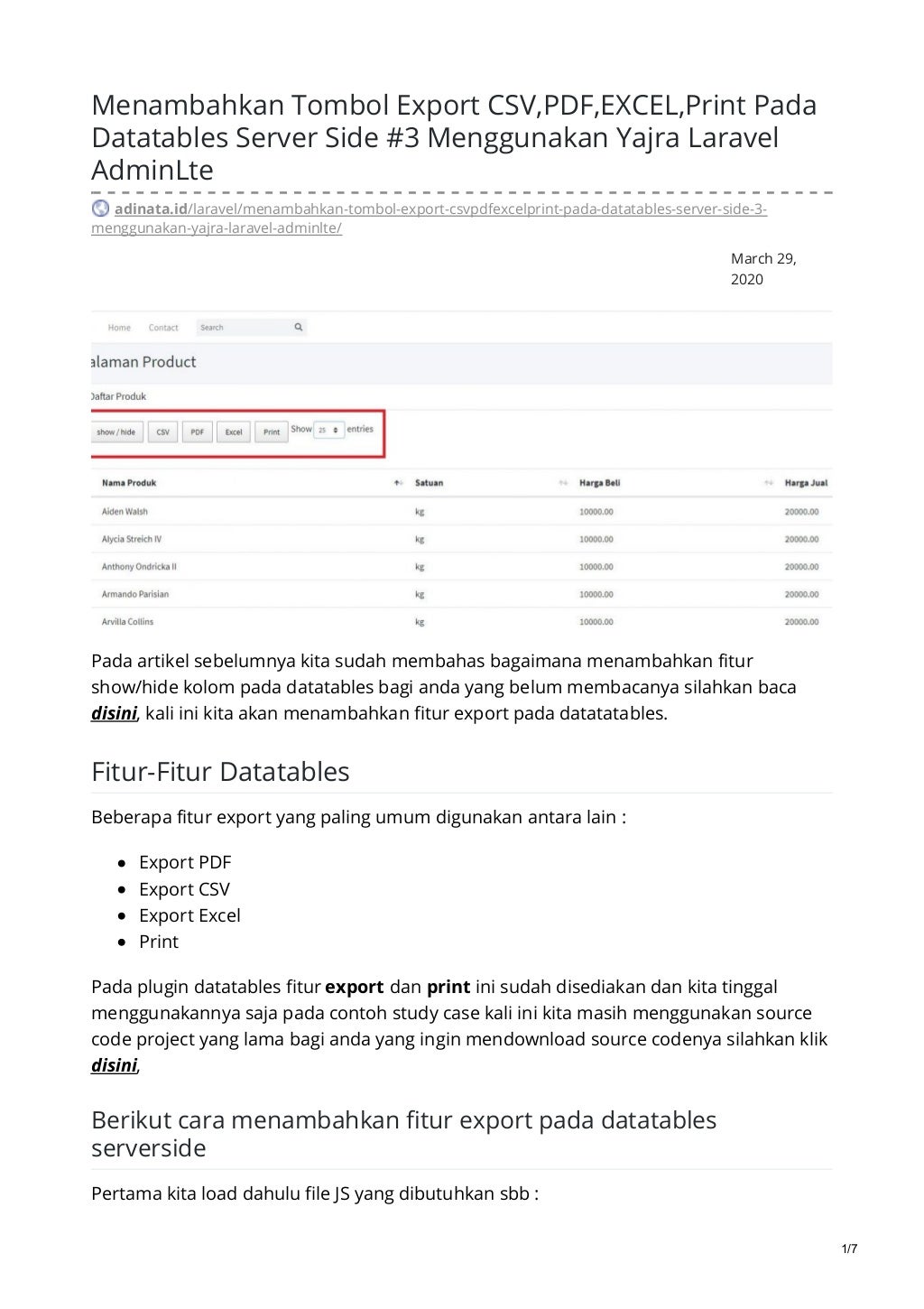menambahkan tombol export csvpdfexcel print pada datatables server side ... menambahkan tombol export csvpdfexcel print pada datatables server side ...