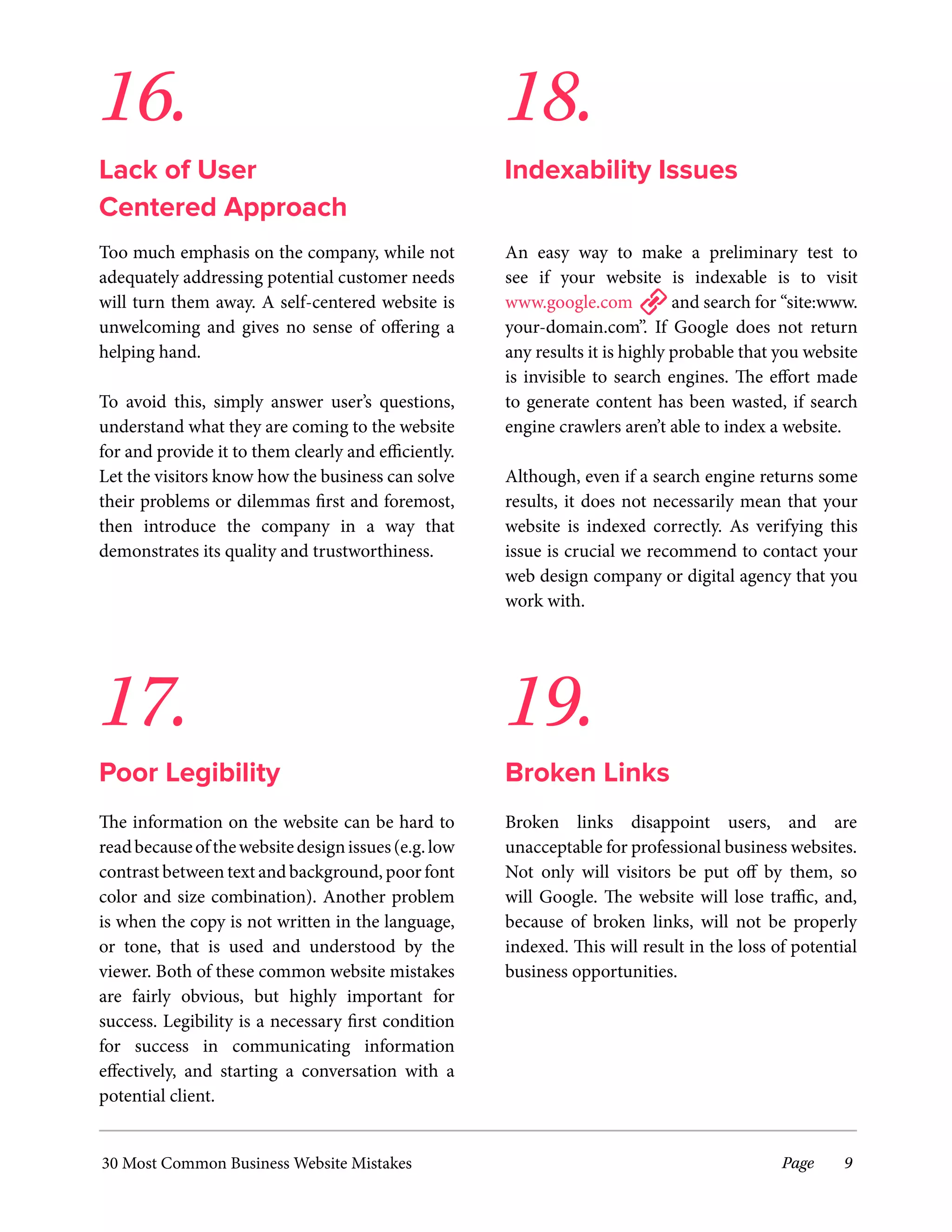30 Most Common Business Website Mistakes | PDF