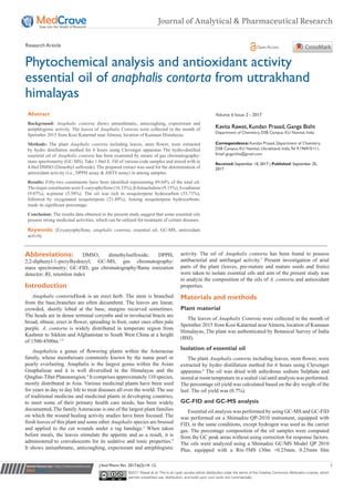 30-Phytochemical Analysis and Antioxidant Activity Essential Oil of ...
