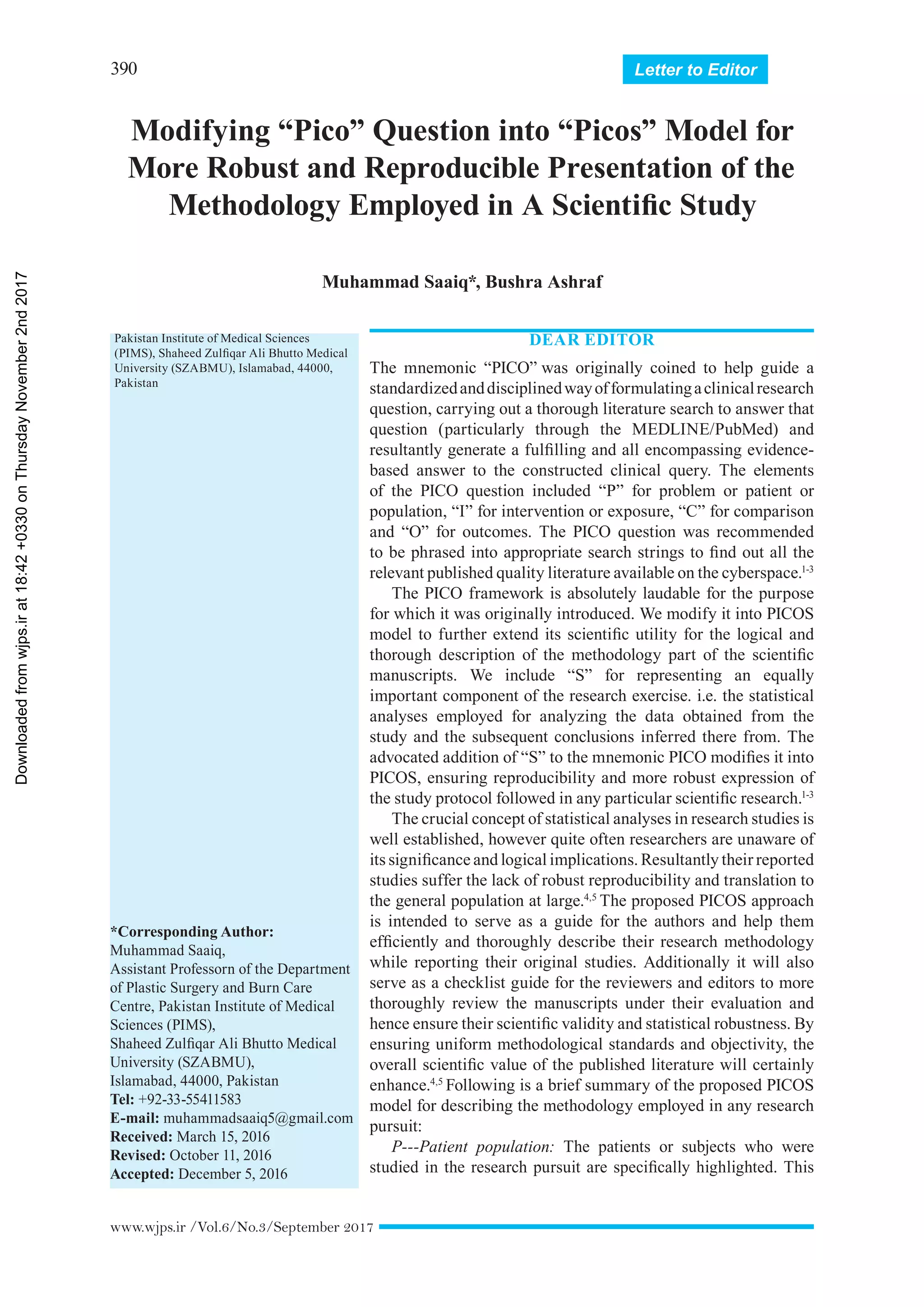 Picos model in research | PDF