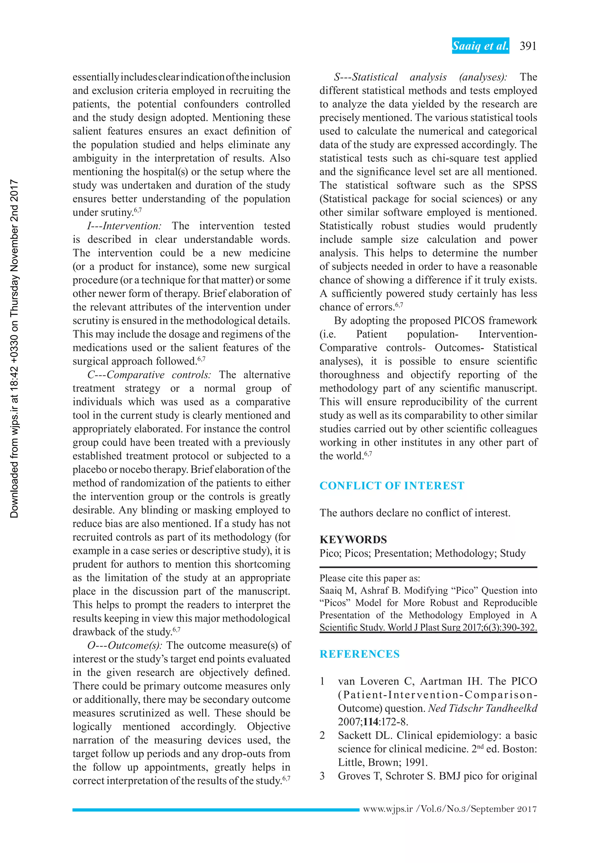 Picos model in research | PDF