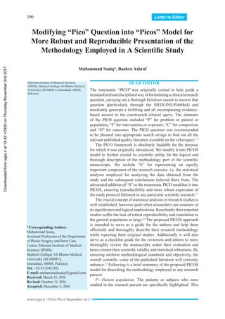 Picos model in research | PDF