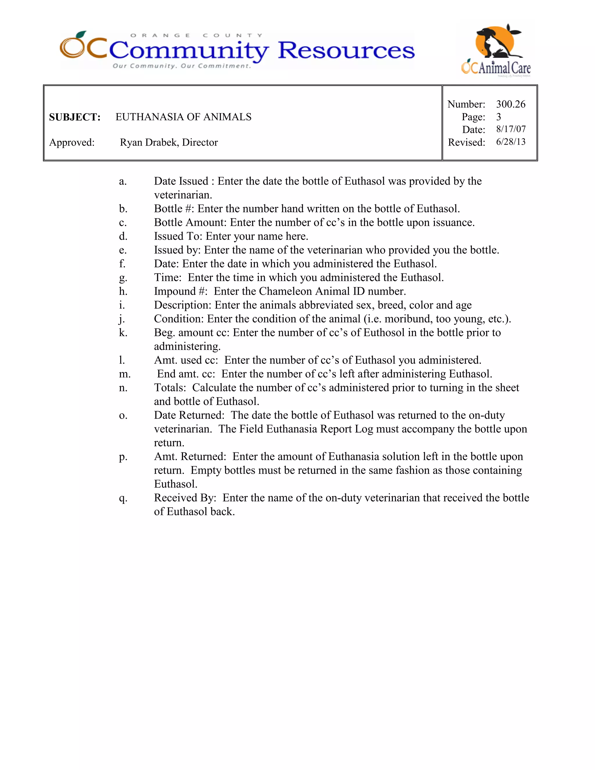 300.26 euthanasia of animals | PDF