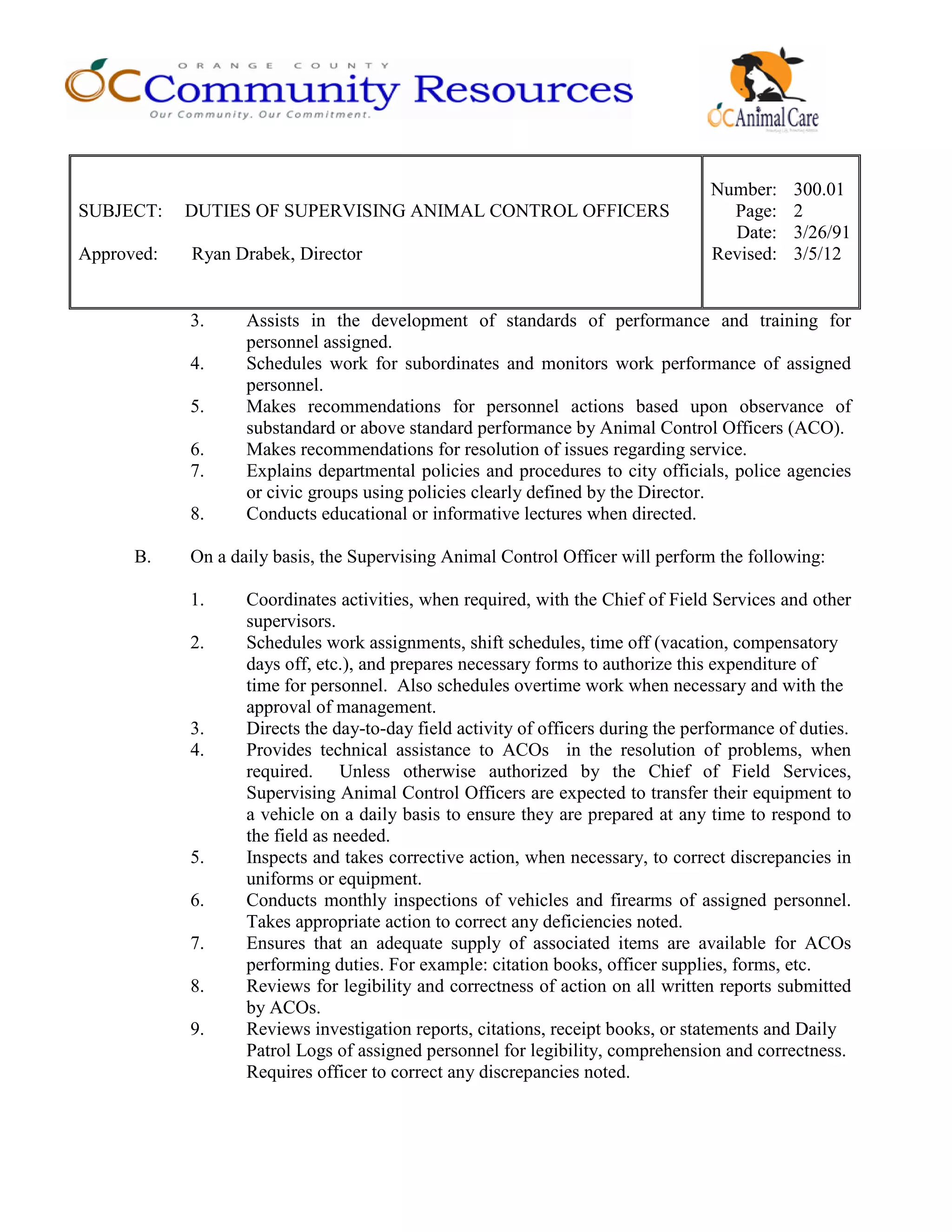 300.01 duties of supervising animal control officers | PDF