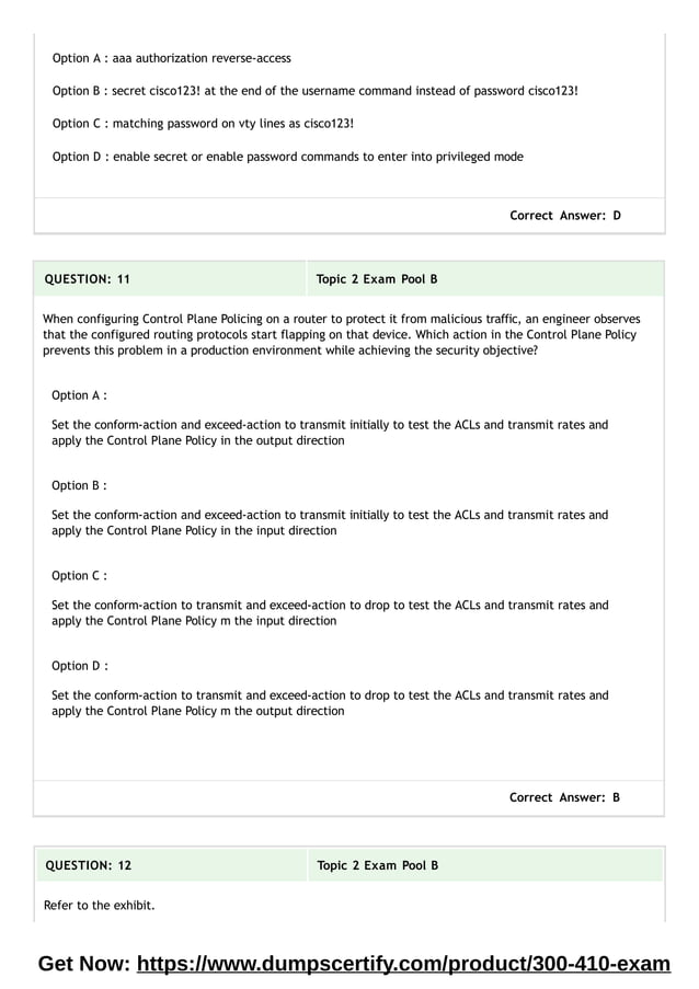 Cisco 300-410 exam questions and answers | PPTX | Computer Networking ...