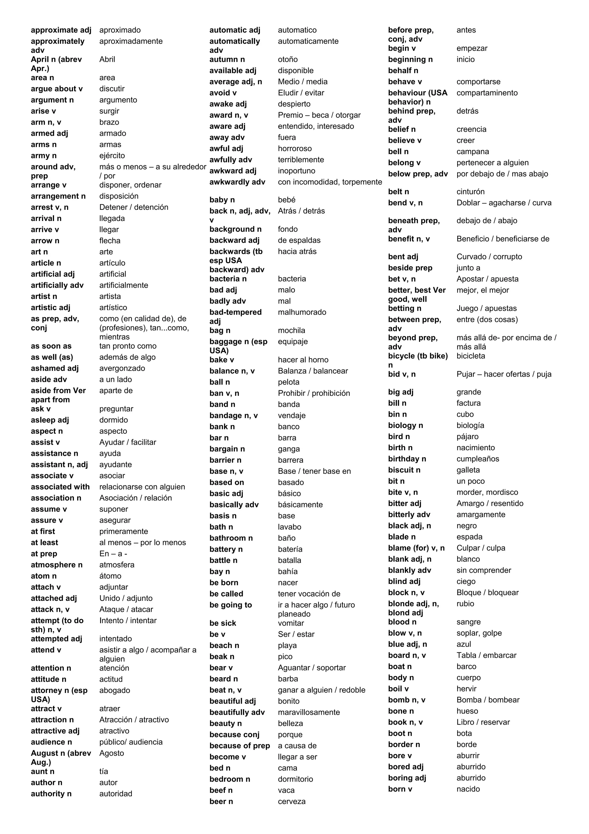 Las 3000 palabras mas importantes en ingles | PDF