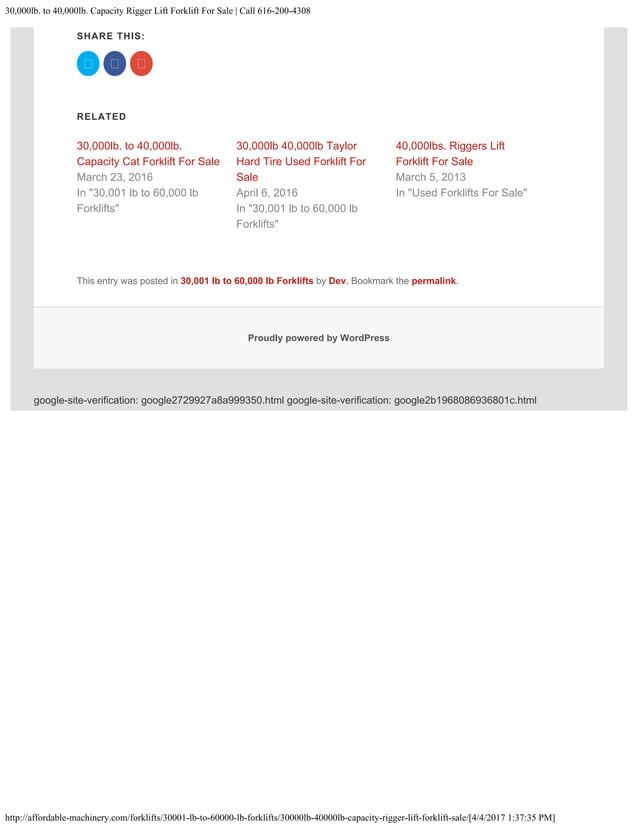 30,000lb-40,000lb Capacity Rigger Lift Forklift For Sale call 616 200-4308 | PDF