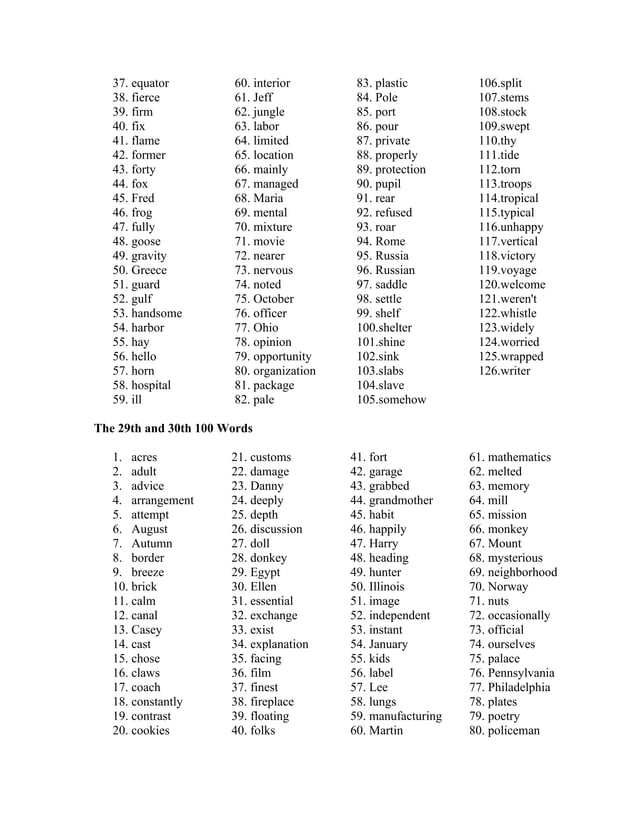 3000 most commonly used words in the english language | DOC