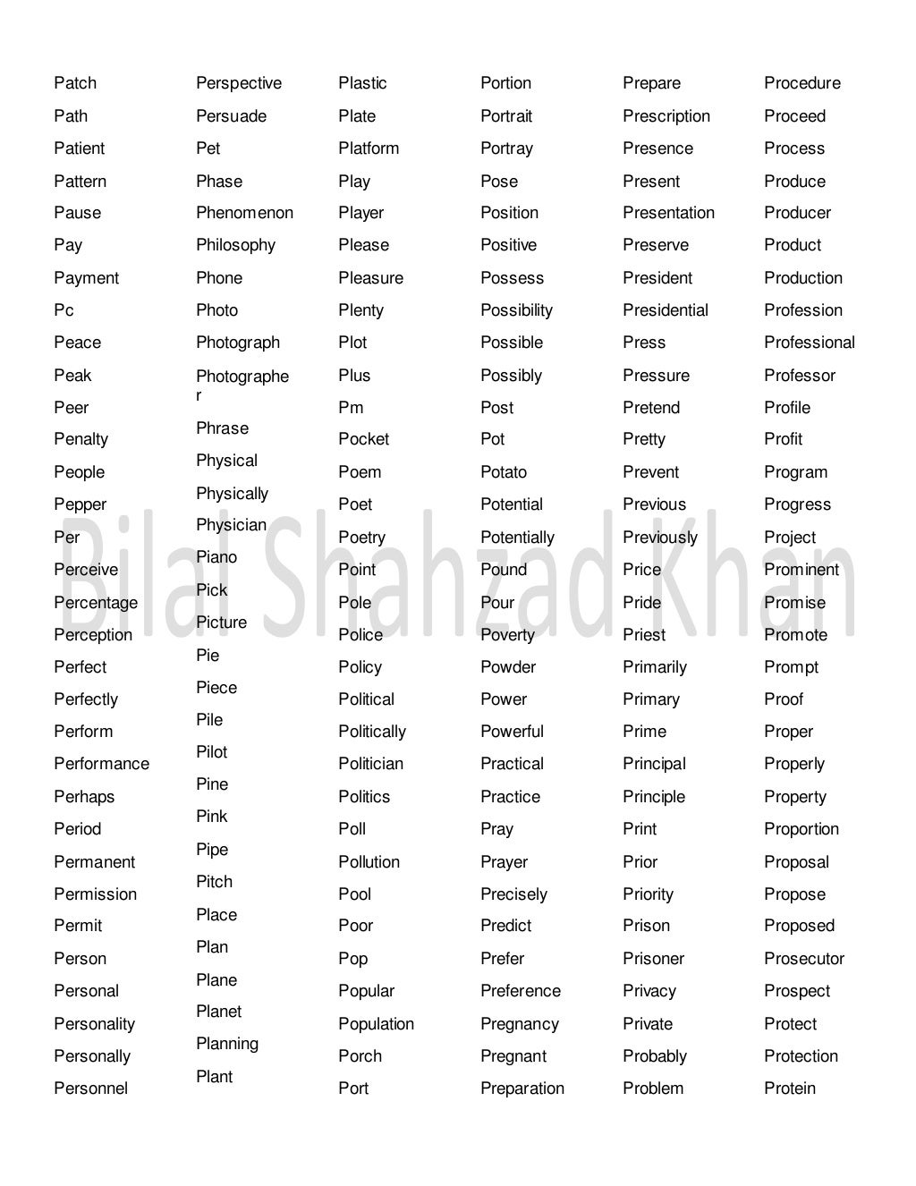 Vocabulary words to improve English Writing Skill