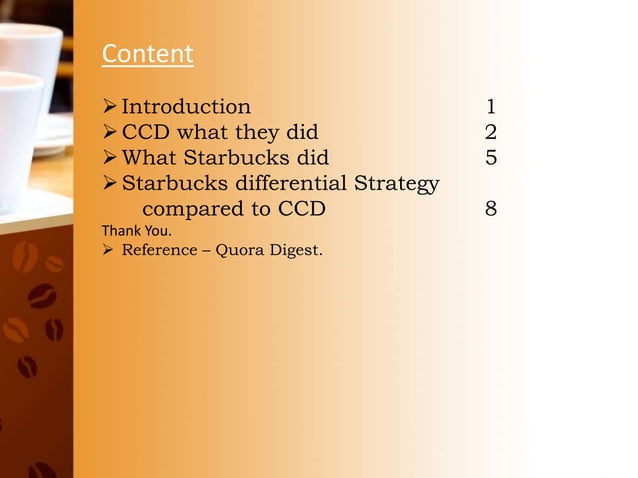 Starbucks V/s CCD on Marketing Stratgies | PPTX | Business | Business ...