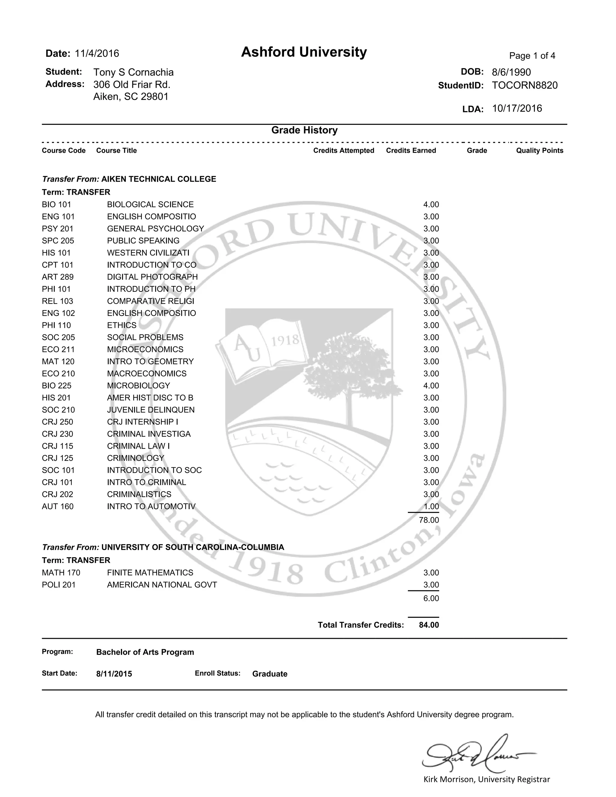 Official Transcript | PDF