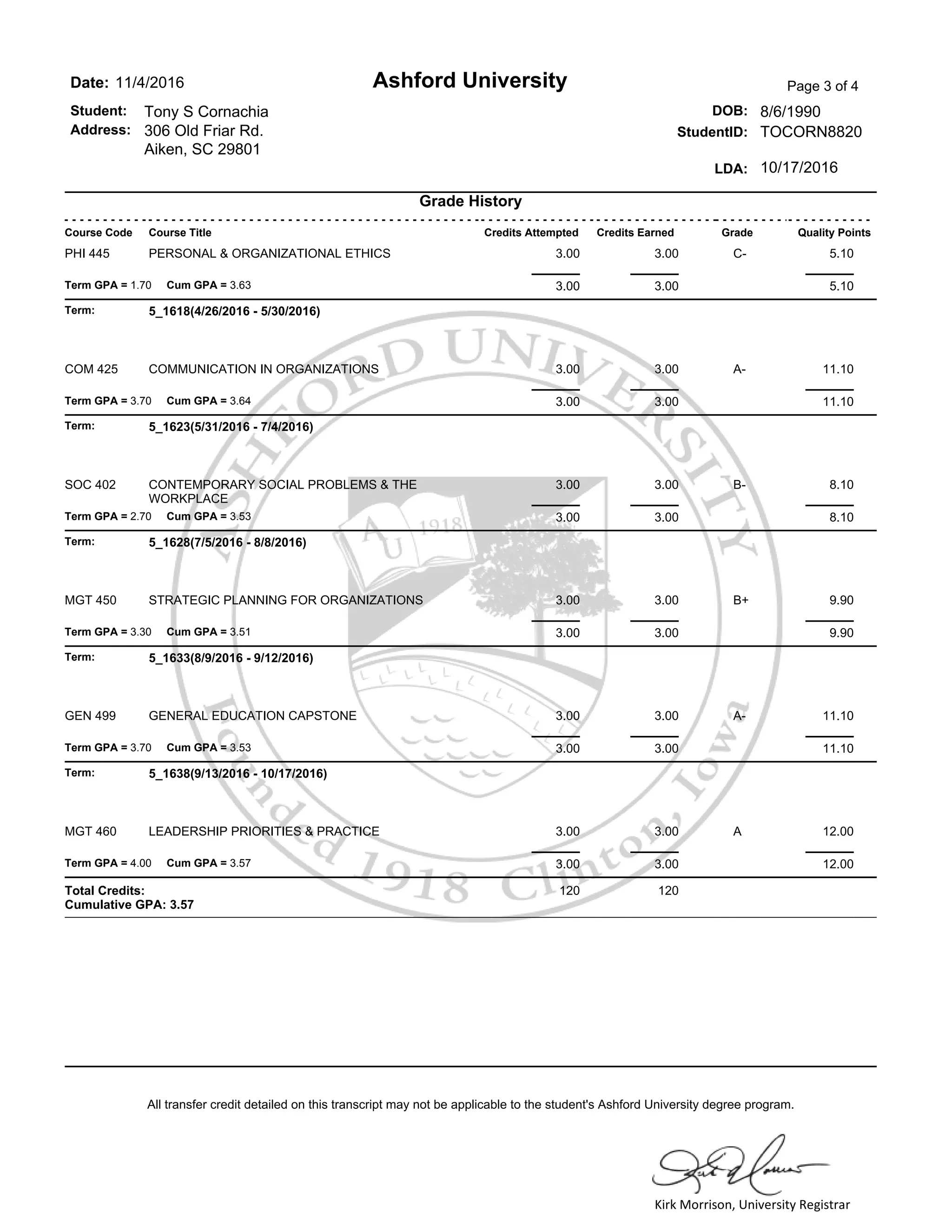 Official Transcript | PDF