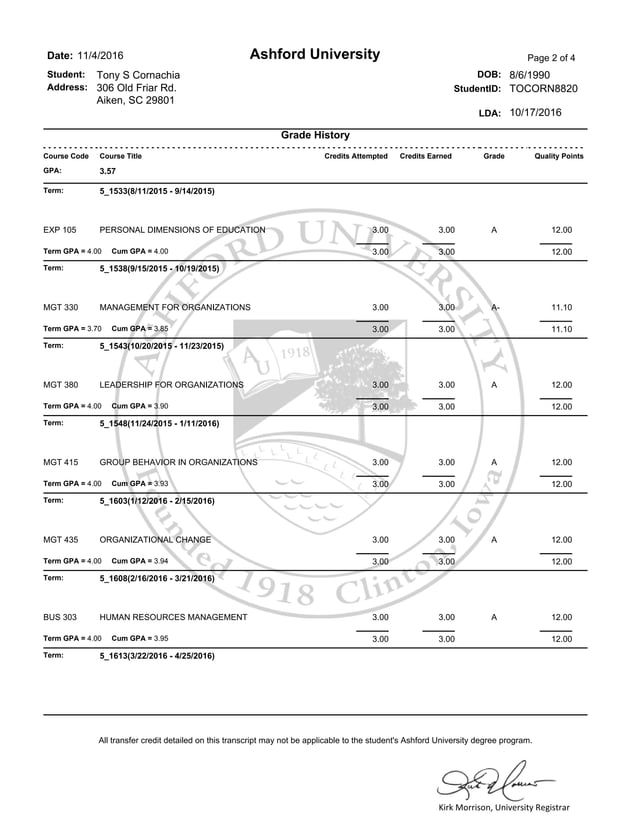 Official Transcript | PDF