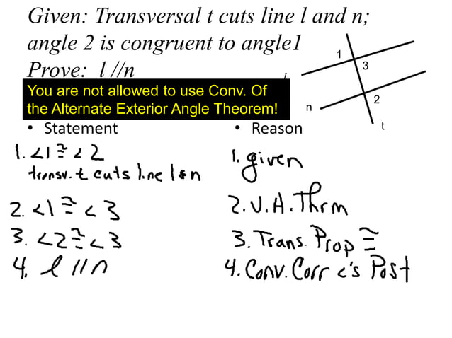 3005 proving lines parrallel day 2y | PPT