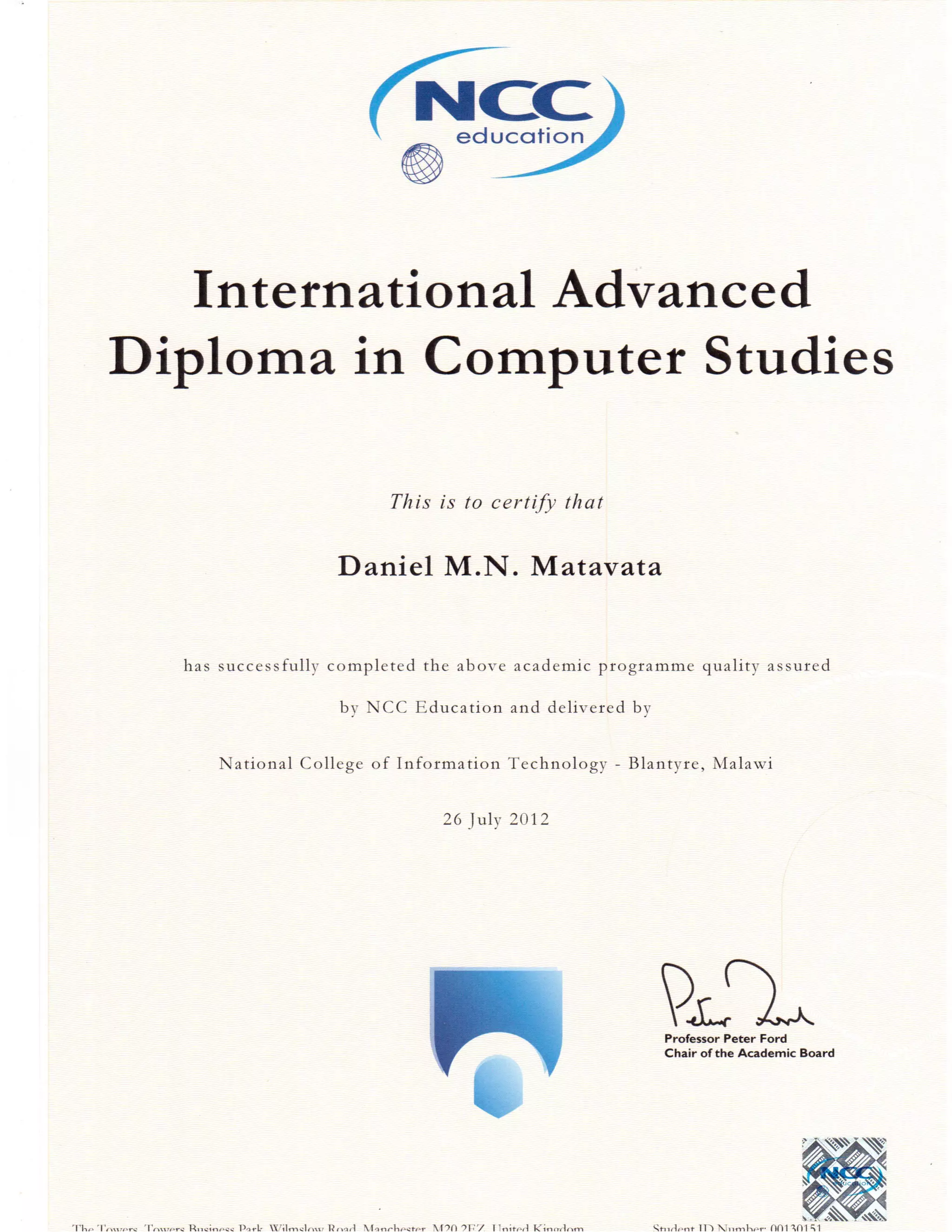 International Advanced Diploma in Computer Studies | PDF