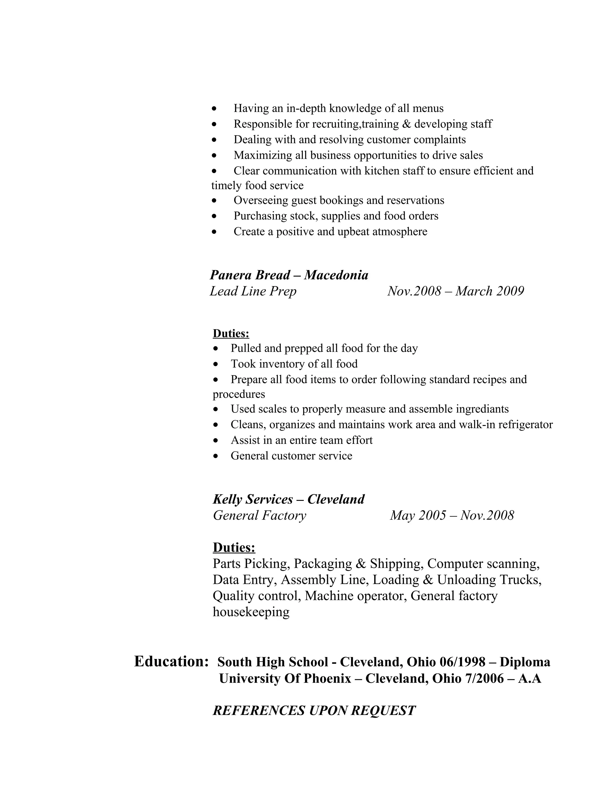 Ronald Resume | ODT | Business | Business and Finance