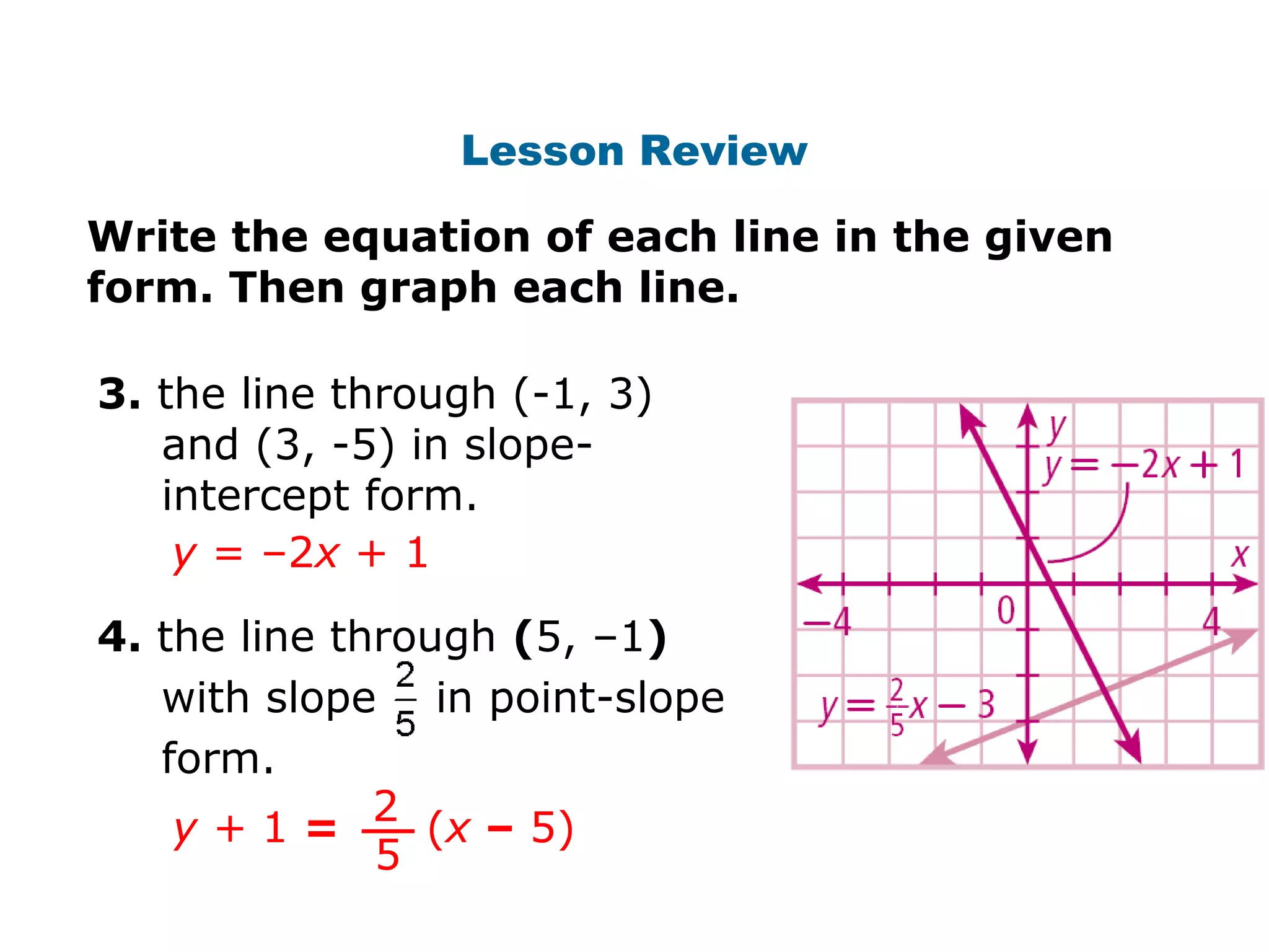 3009 review of slopes and lines | PPT