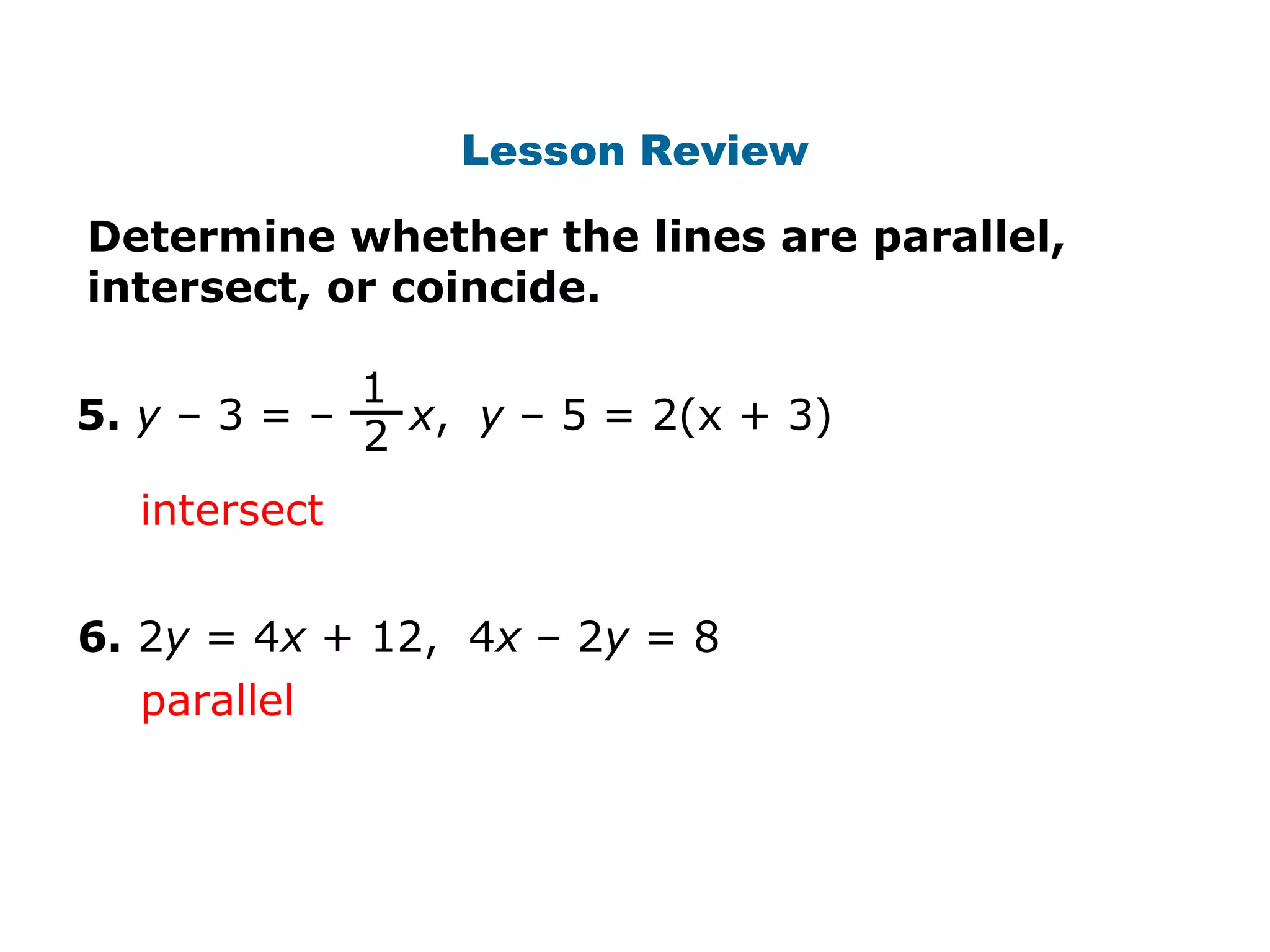 3009 review of slopes and lines | PPT