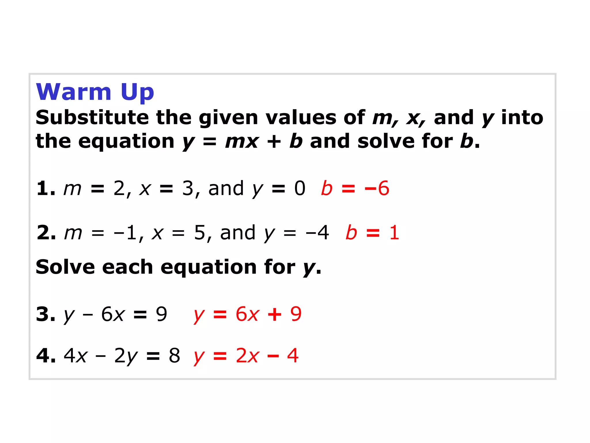 3009 review of slopes and lines | PPT