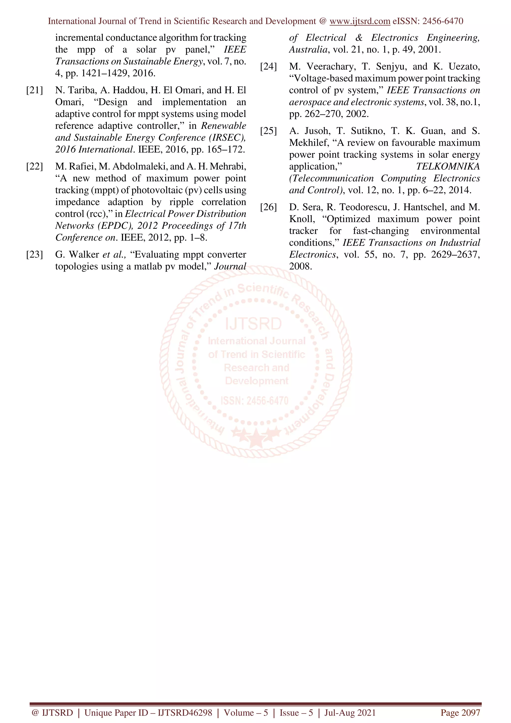 Analysis and Implementation of Maximum Power Point Tracking Using Conventional P and O Algorithm ...