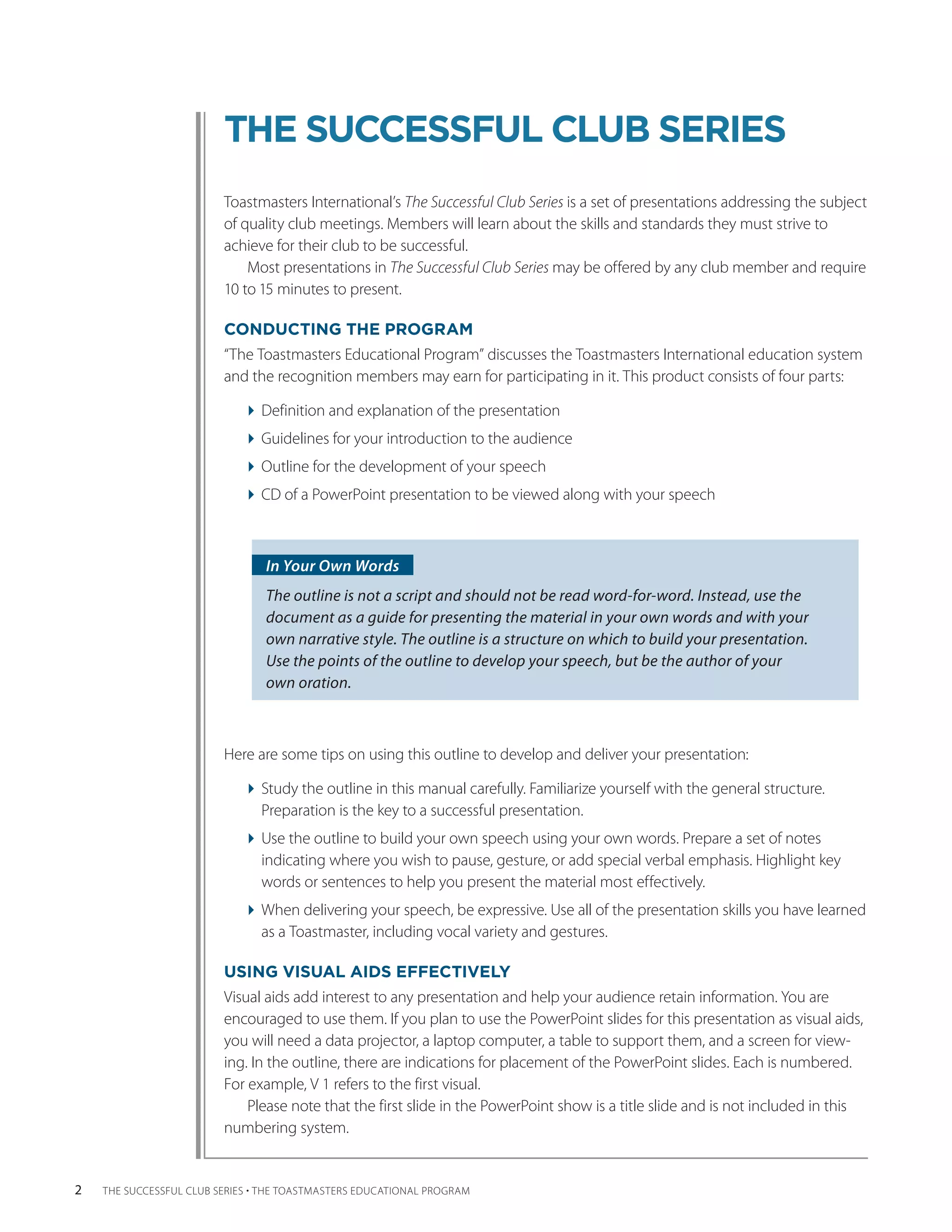 The Toastmasters Educational Program (PDF) | PDF