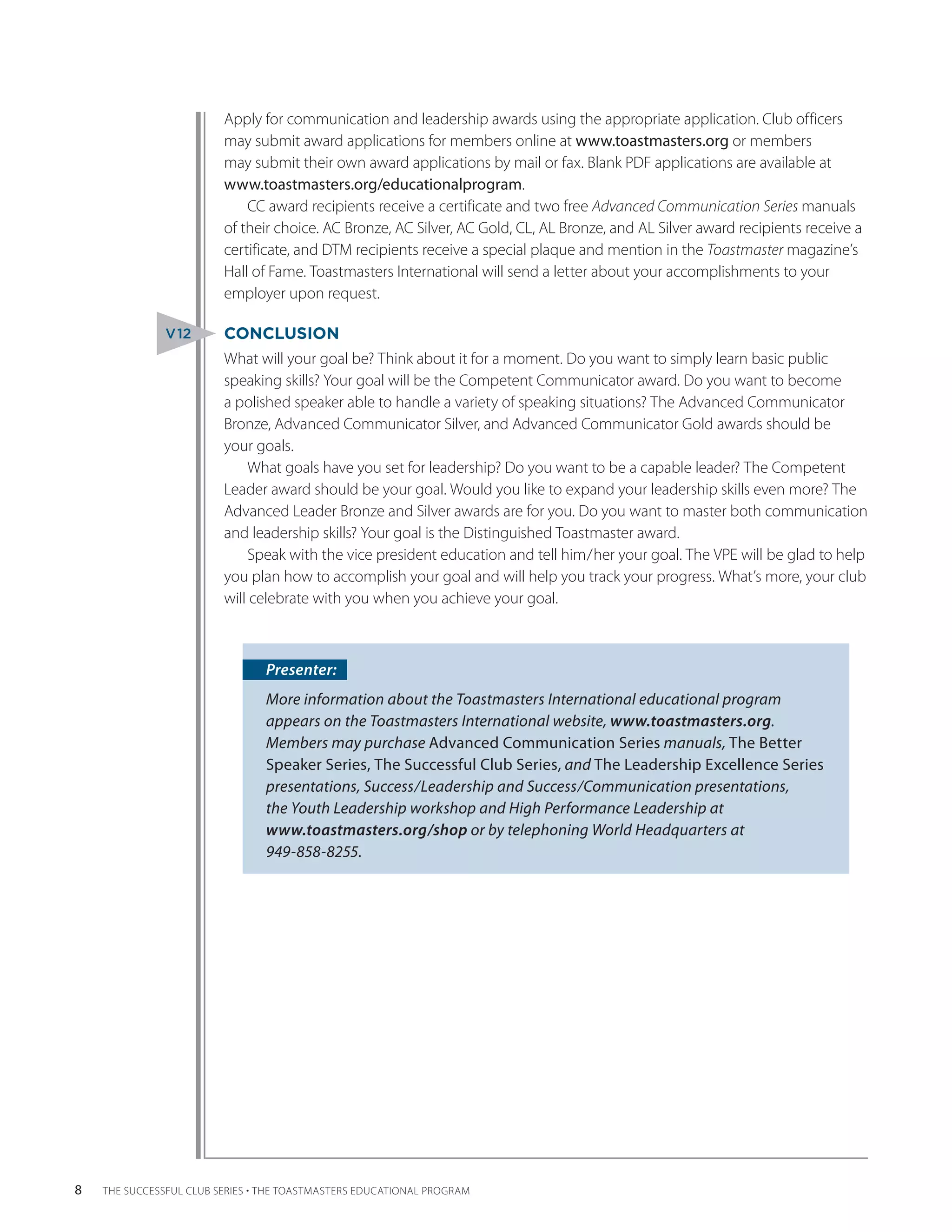 The Toastmasters Educational Program (PDF) | PDF