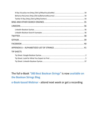 300 best boolean strings - table of contents | PDF | Search | Internet