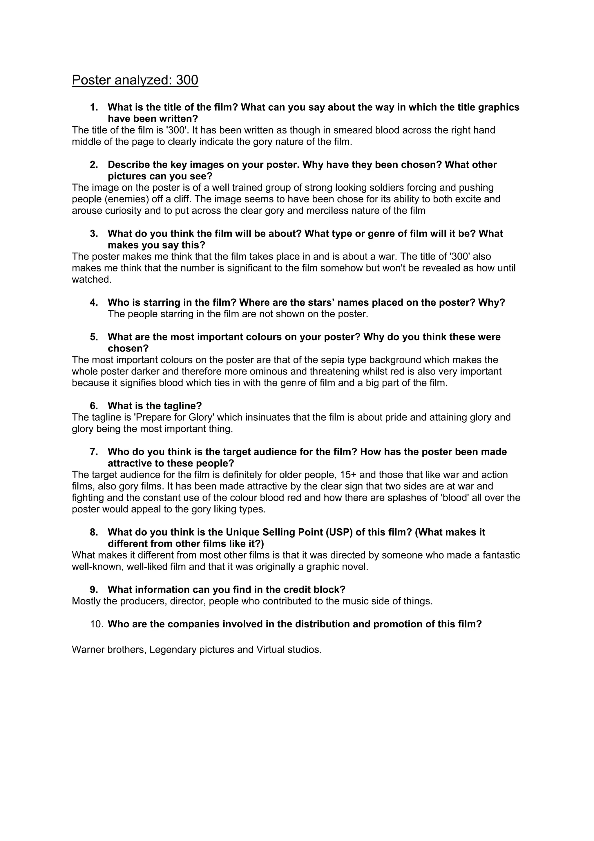 300 Poster Analysis | PDF