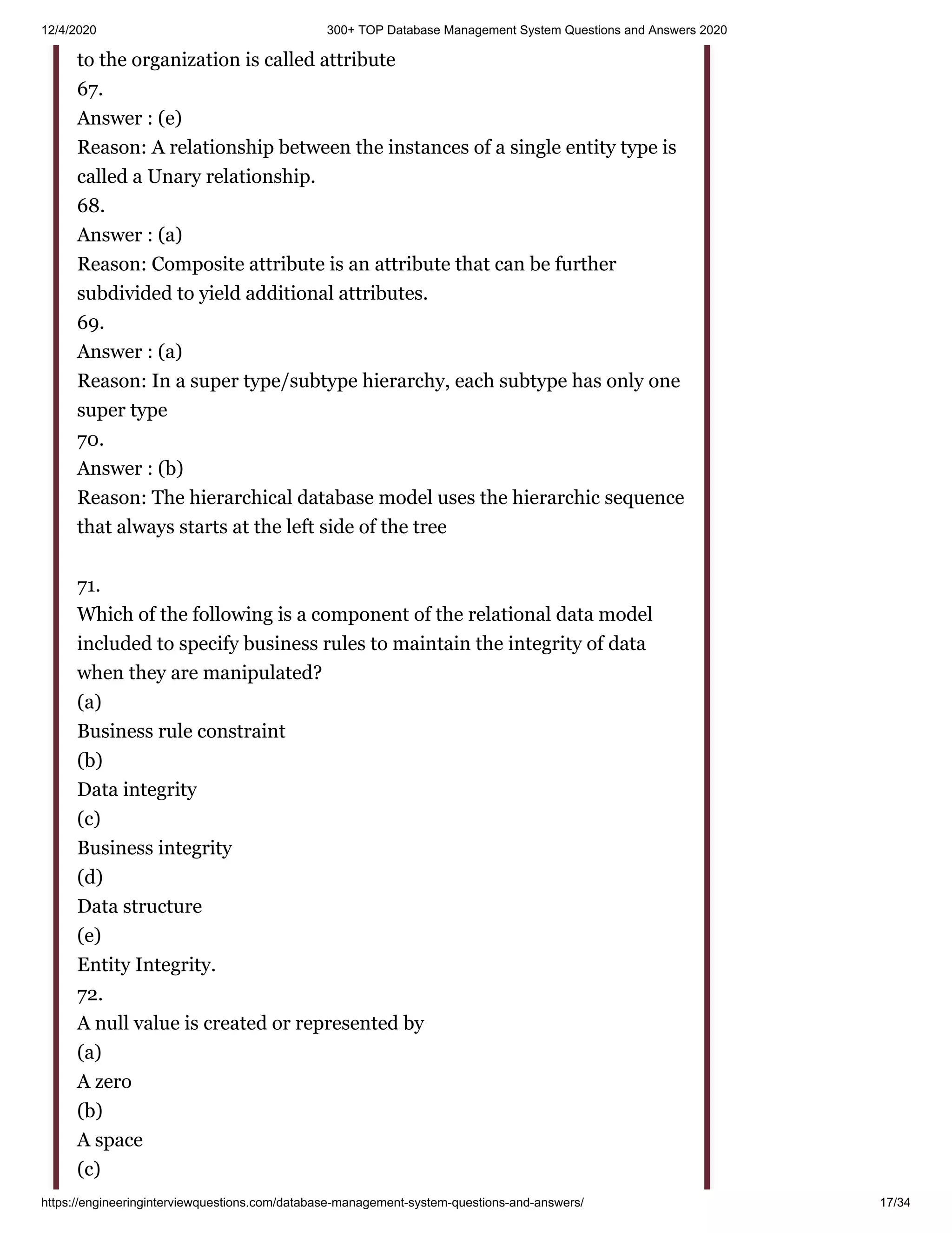 300+ top database management system questions and answers 2020 | PDF
