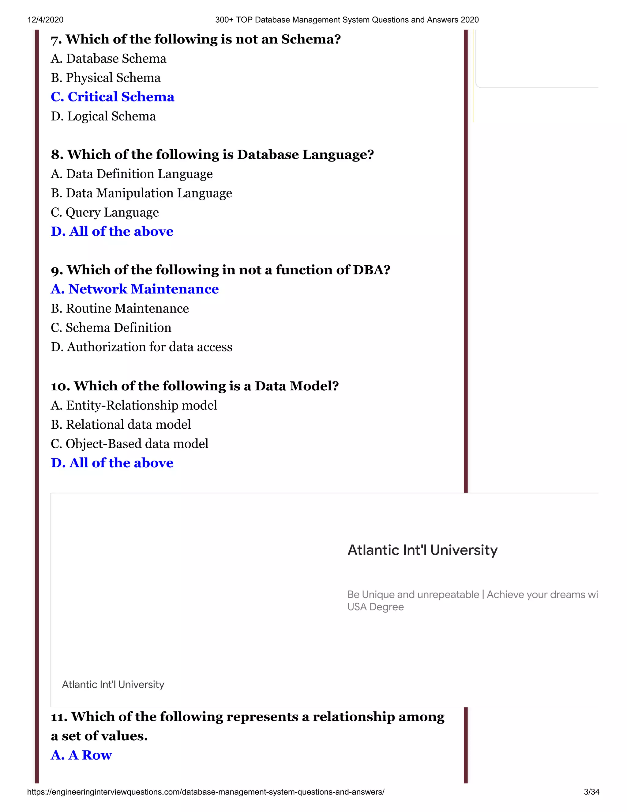 300 Top Database Management System Questions And Answers 2020 Pdf