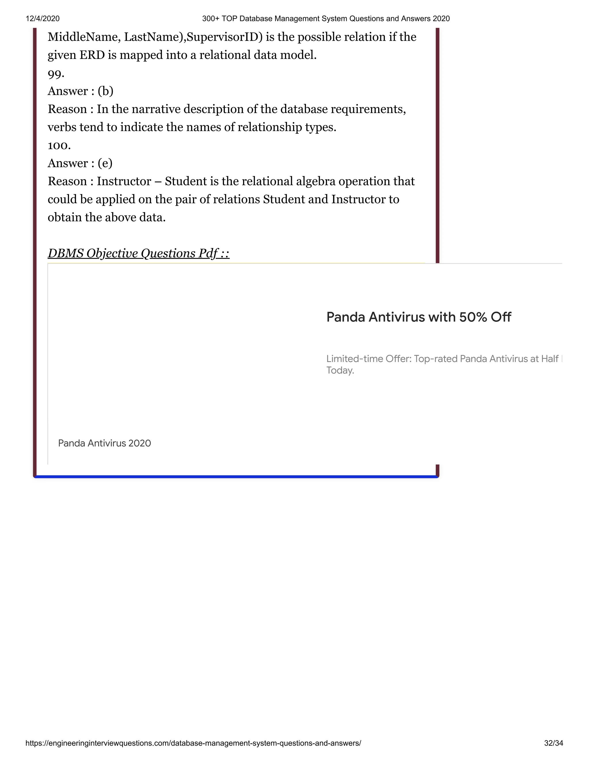 300+ top database management system questions and answers 2020 | PDF