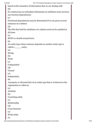 300+ top database management system questions and answers 2020 | PDF