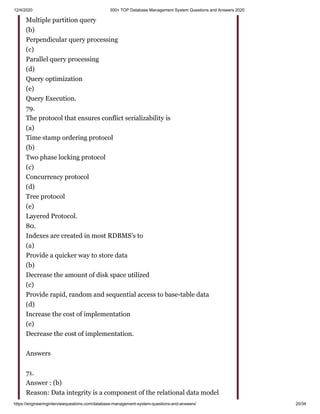 300+ top database management system questions and answers 2020 | PDF