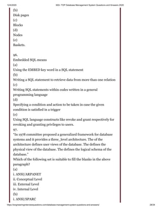 300+ top database management system questions and answers 2020 | PDF