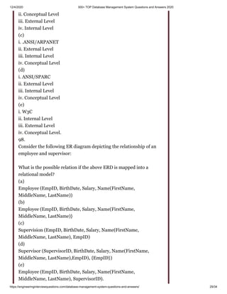 300+ top database management system questions and answers 2020 | PDF