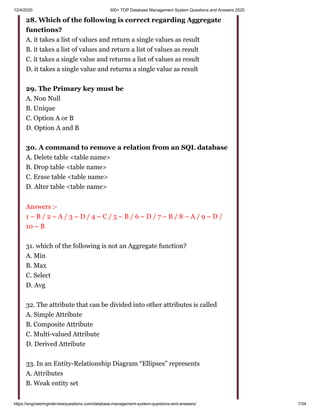 300+ top database management system questions and answers 2020 | PDF | Databases | Computer ...