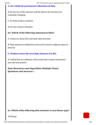 300+ top data structures and algorithms mc qs pdf 2020 | PDF