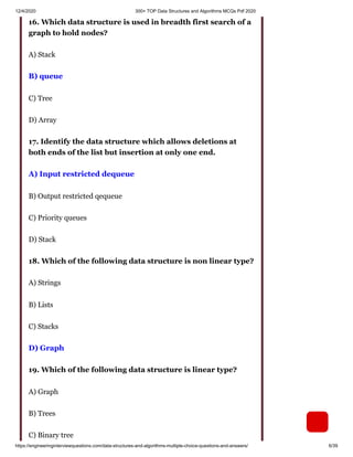 300+ top data structures and algorithms mc qs pdf 2020 | PDF