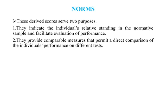 Norms and the Meaning of Test Scores | PPTX