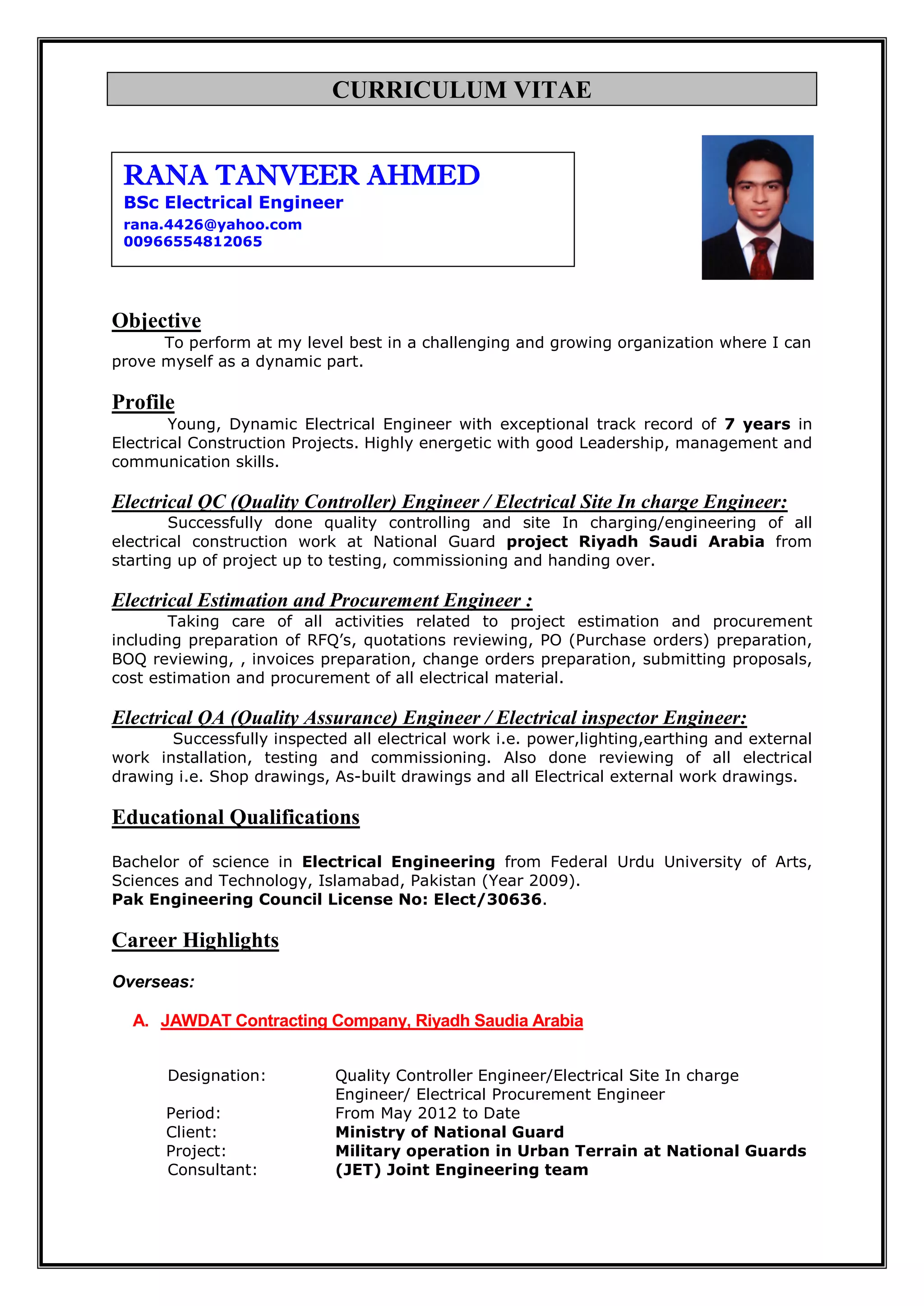 CV Rana Tanveer Ahmed rev 1.5 | PDF