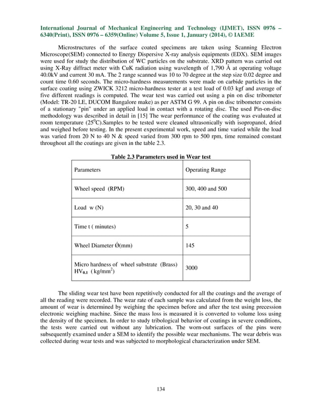 MICROSTRUCTURAL STUDY AND TRIBOLOGICAL BEHAVIOR OF WC-Co COATINGS ON STAINLESS STEEL PRODUCED BY ...