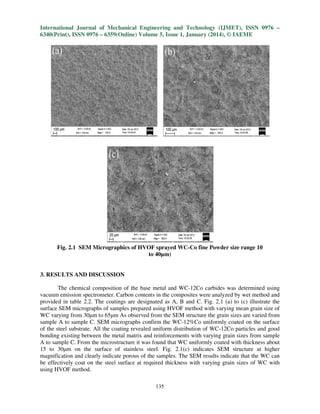 MICROSTRUCTURAL STUDY AND TRIBOLOGICAL BEHAVIOR OF WC-Co COATINGS ON STAINLESS STEEL PRODUCED BY ...