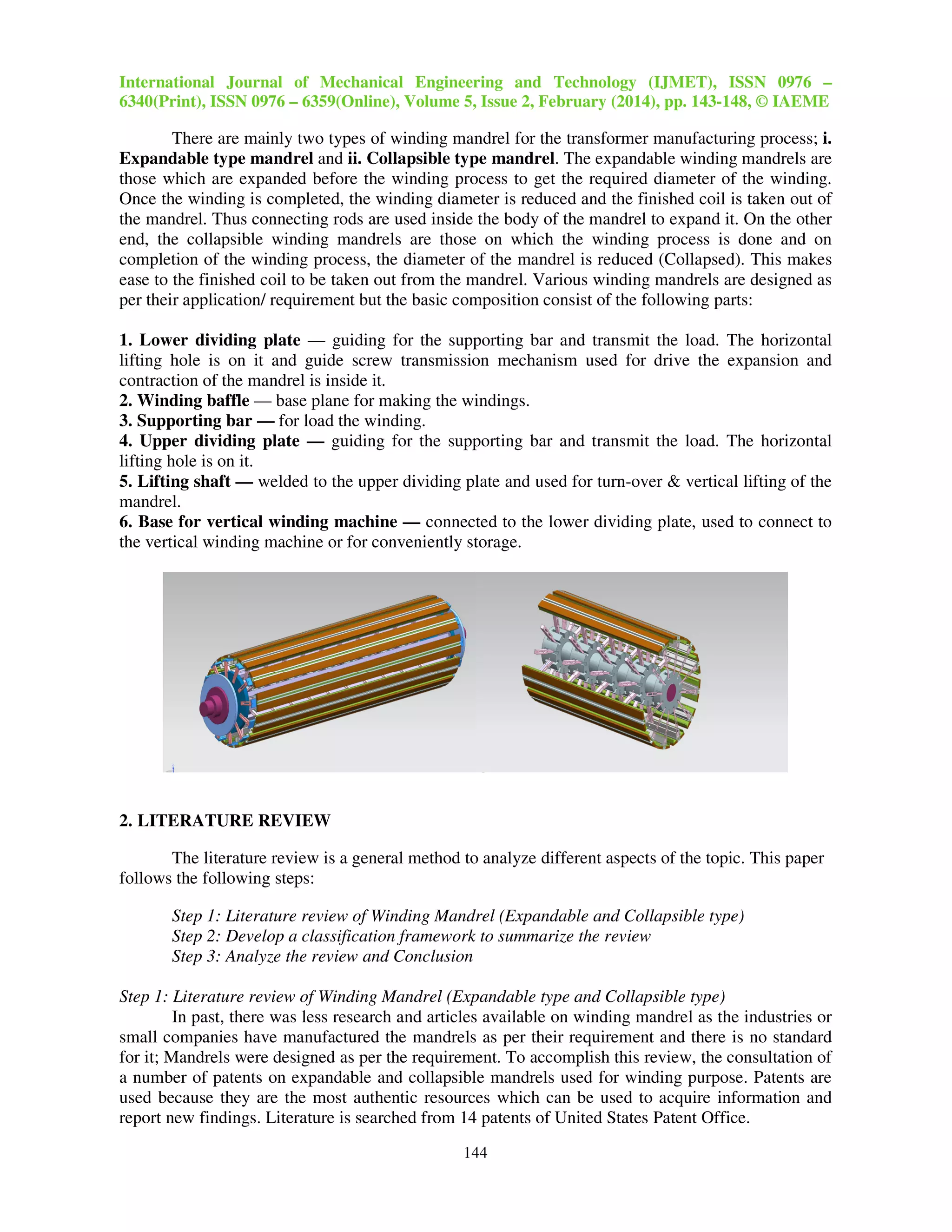 EXPANDABLE AND COLLAPSIBLE WINDING MANDREL: A LITERATURE REVIEW | PDF