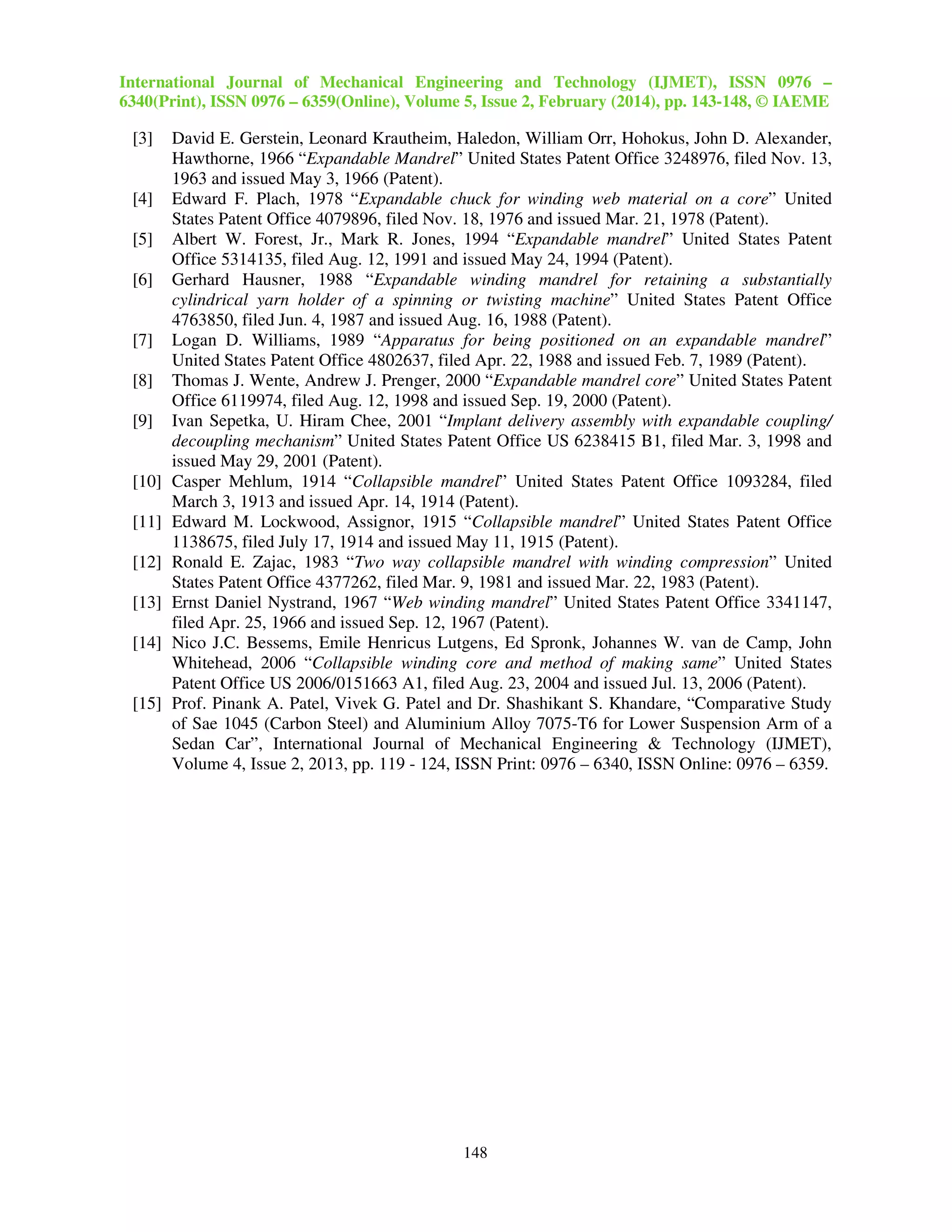 EXPANDABLE AND COLLAPSIBLE WINDING MANDREL: A LITERATURE REVIEW | PDF