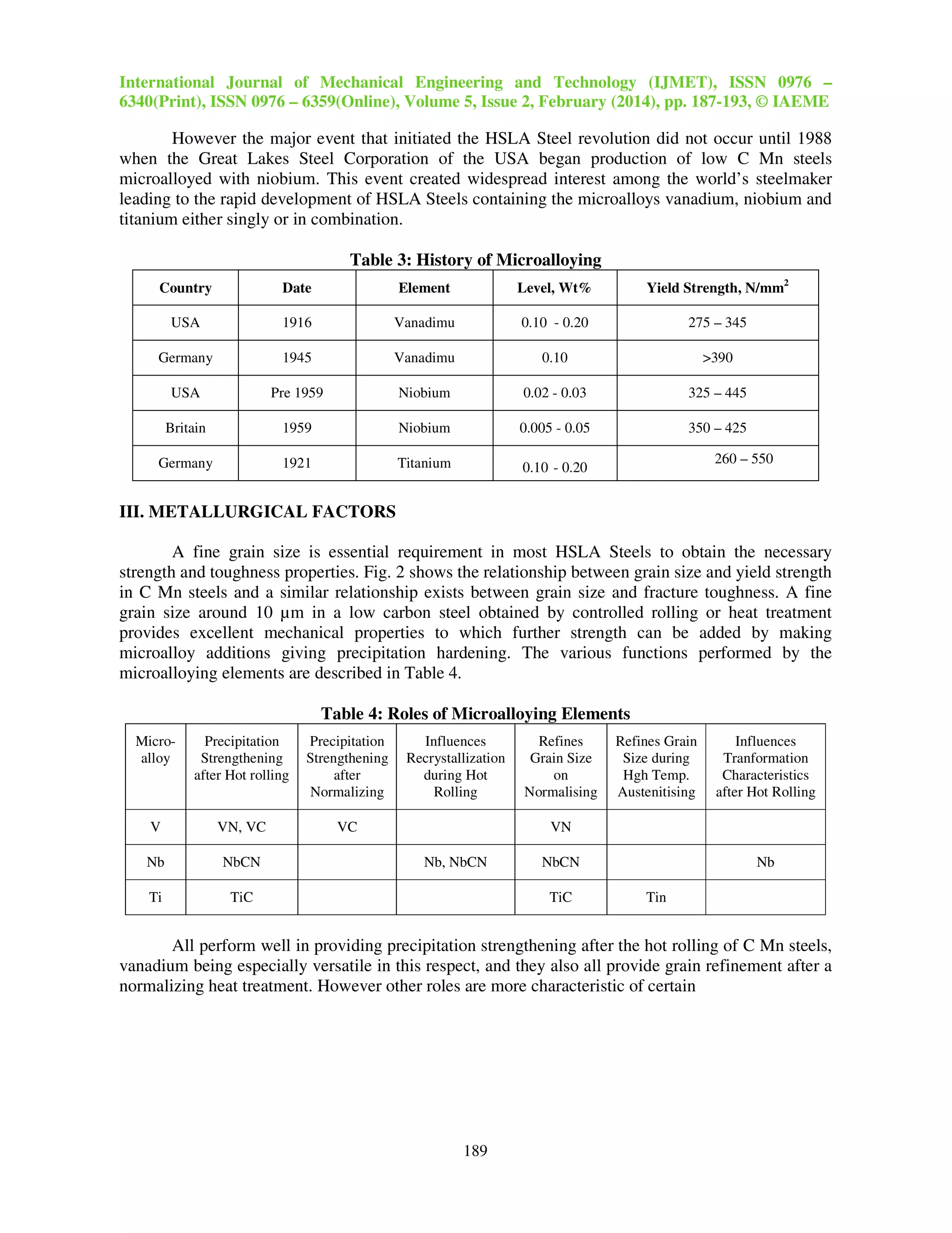 A REVIEW ON IMPORTANCE OF MICROALLOYING IN STEEL | PDF