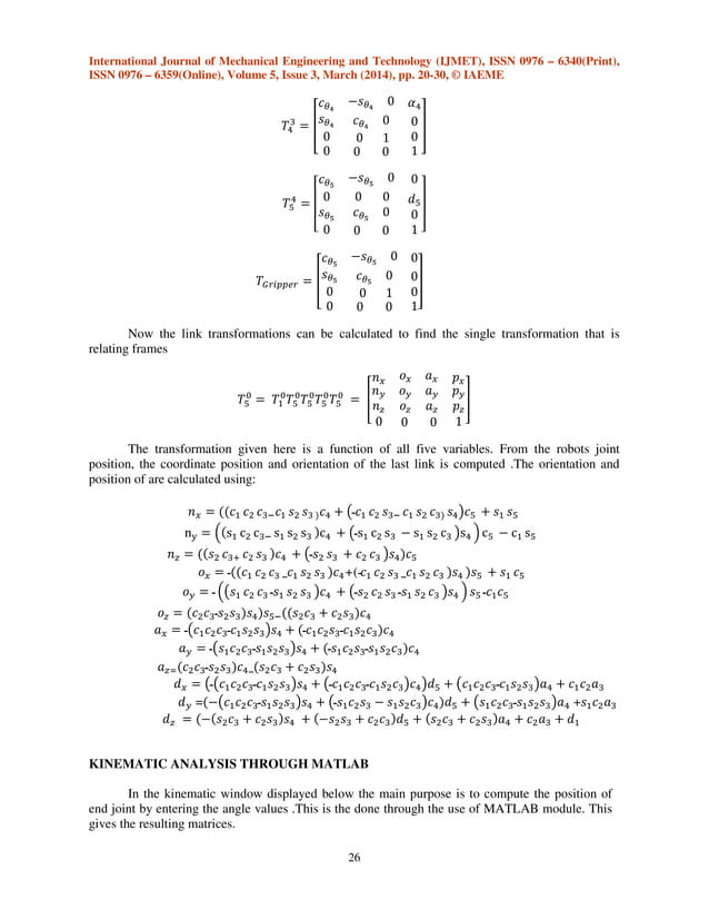 ADVANCEMENT AND STIMULATION OF FIVE DEGREE OF FREEDOM ROBOT LEVER ARM | PDF
