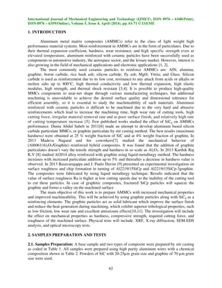 EFFECT OF GRAPHITE ON MECHANICAL AND MACHINING PROPERTIES OF AL-BASE ...