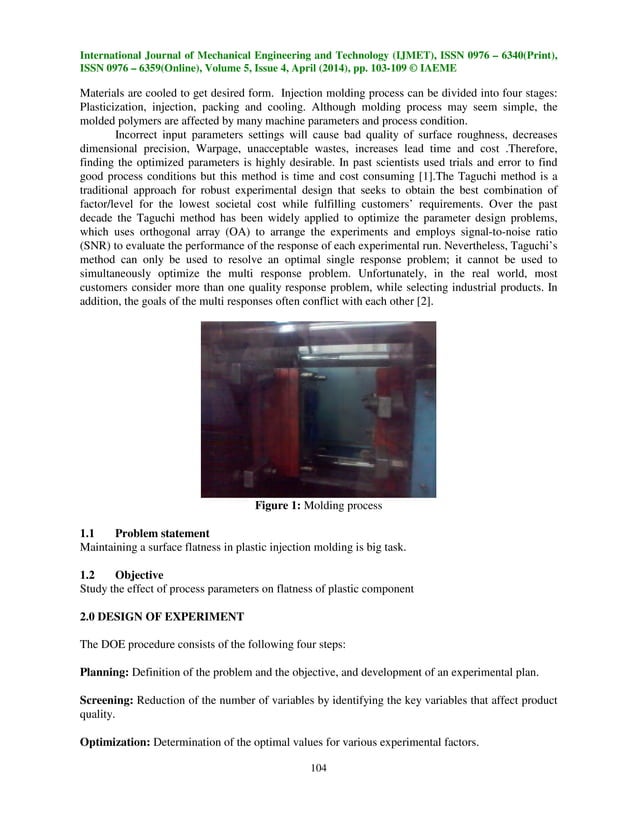 EFFECT OF PROCESS PARAMETERS ON FLATNESS OF PLASTIC COMPONENT | PDF