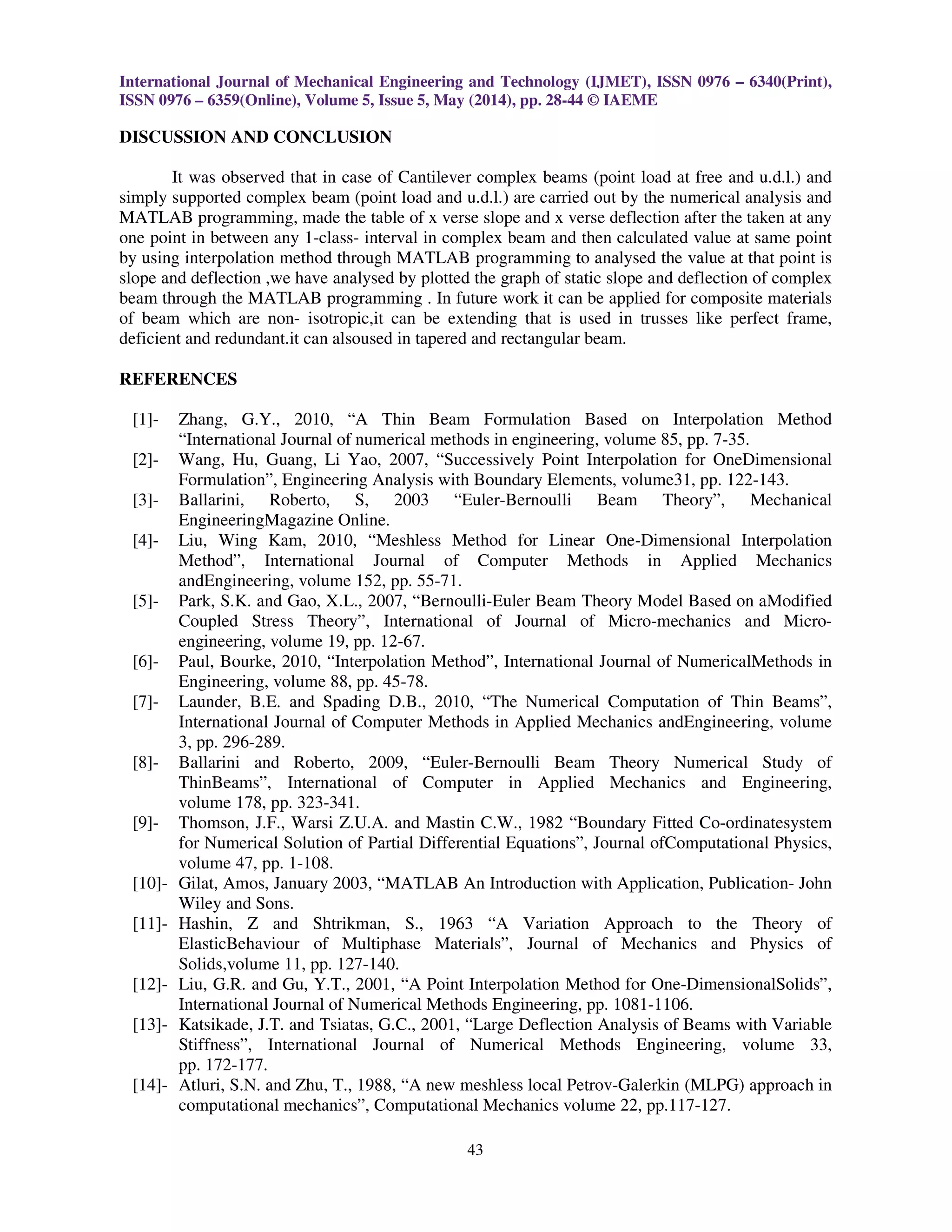 STATIC ANALYSIS OF COMPLEX STRUCTURE OF BEAMS BY INTERPOLATION METHOD APPROACH TO MATLAB | PDF